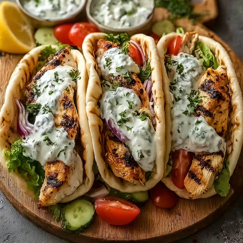 Grilled Chicken Gyros with Creamy Tzatziki Sauce Recipe