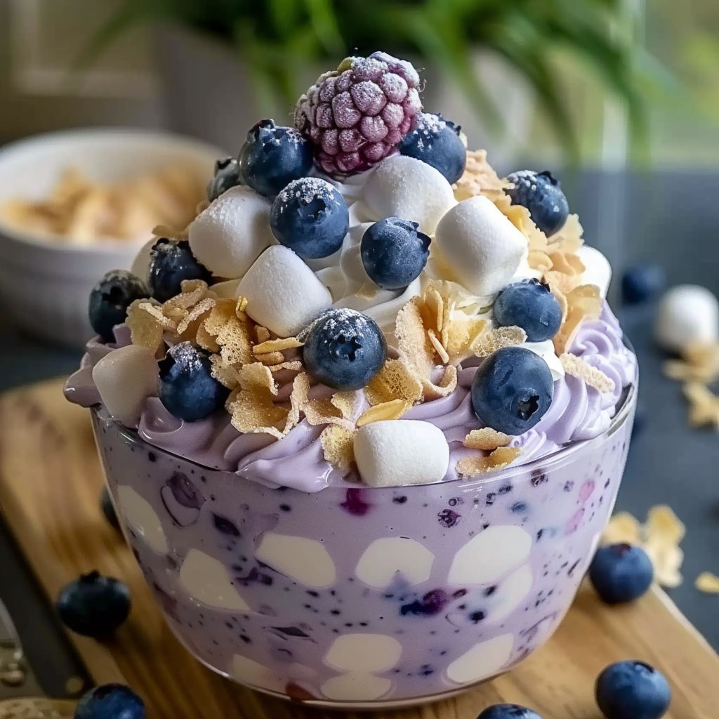Blueberry Fluff Salad a No Bake Dessert with Cool Whip and Fresh ...