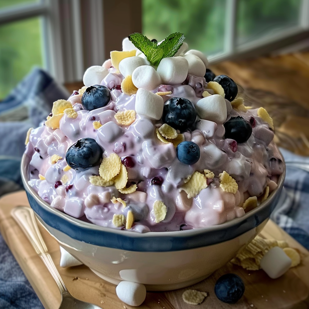 Blueberry Fluff Salad a No Bake Dessert with Cool Whip and Fresh ...
