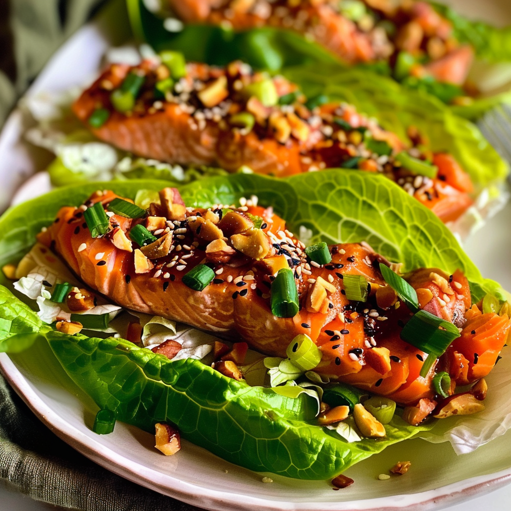 Healthy Salmon Lettuce Wraps Quick High Protein Meal - The Tasty Fork