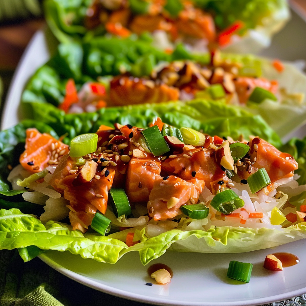 Healthy Salmon Lettuce Wraps Quick High Protein Meal - The Tasty Fork