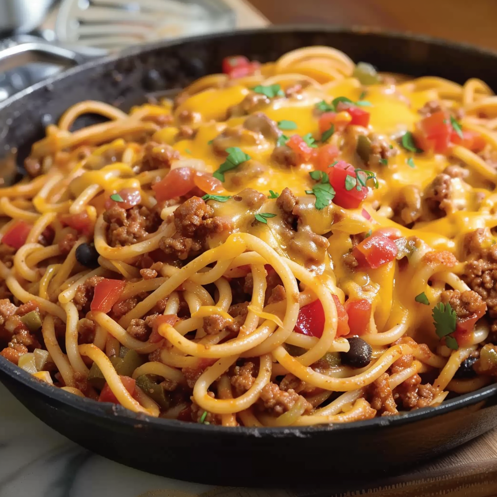 Taco Spaghetti Tex Mex One Pot Dinner That Wins Every Time - The Tasty Fork