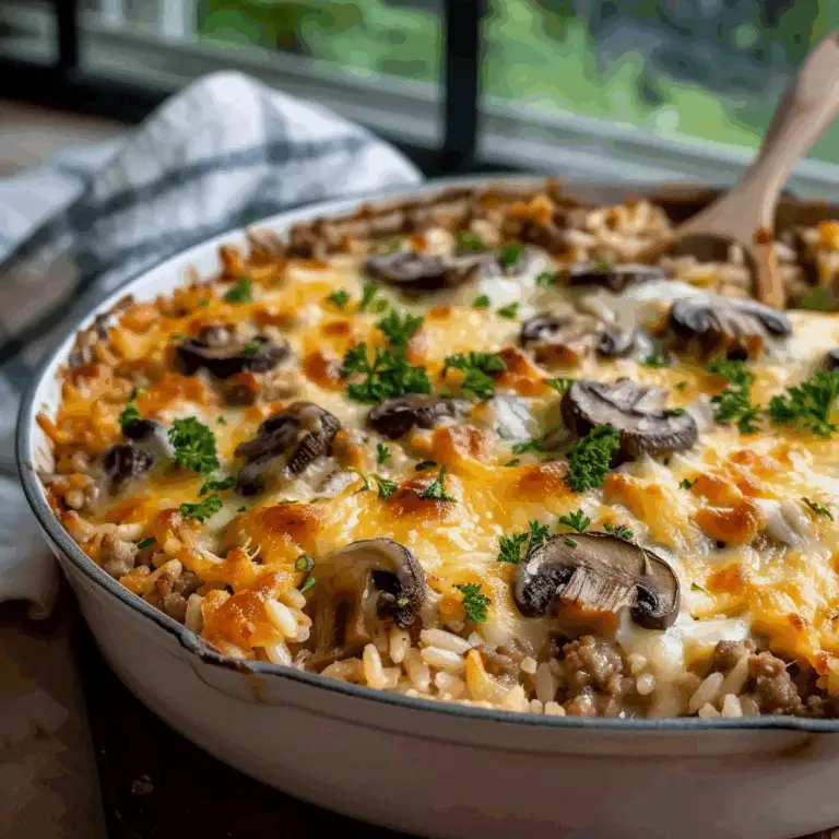 Creamy Beef and Mushroom Rice Bake Family Friendly Comfort - The Tasty Fork