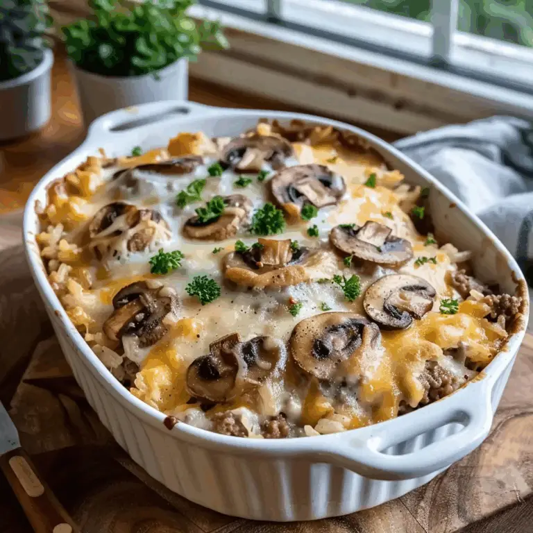 Creamy Beef and Mushroom Rice Bake Family Friendly Comfort - The Tasty Fork