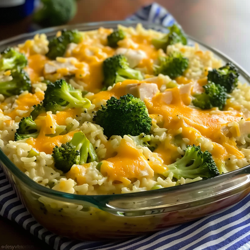 Broccoli Rice Cheese and Chicken Casserole Family Friendly Favorite ...