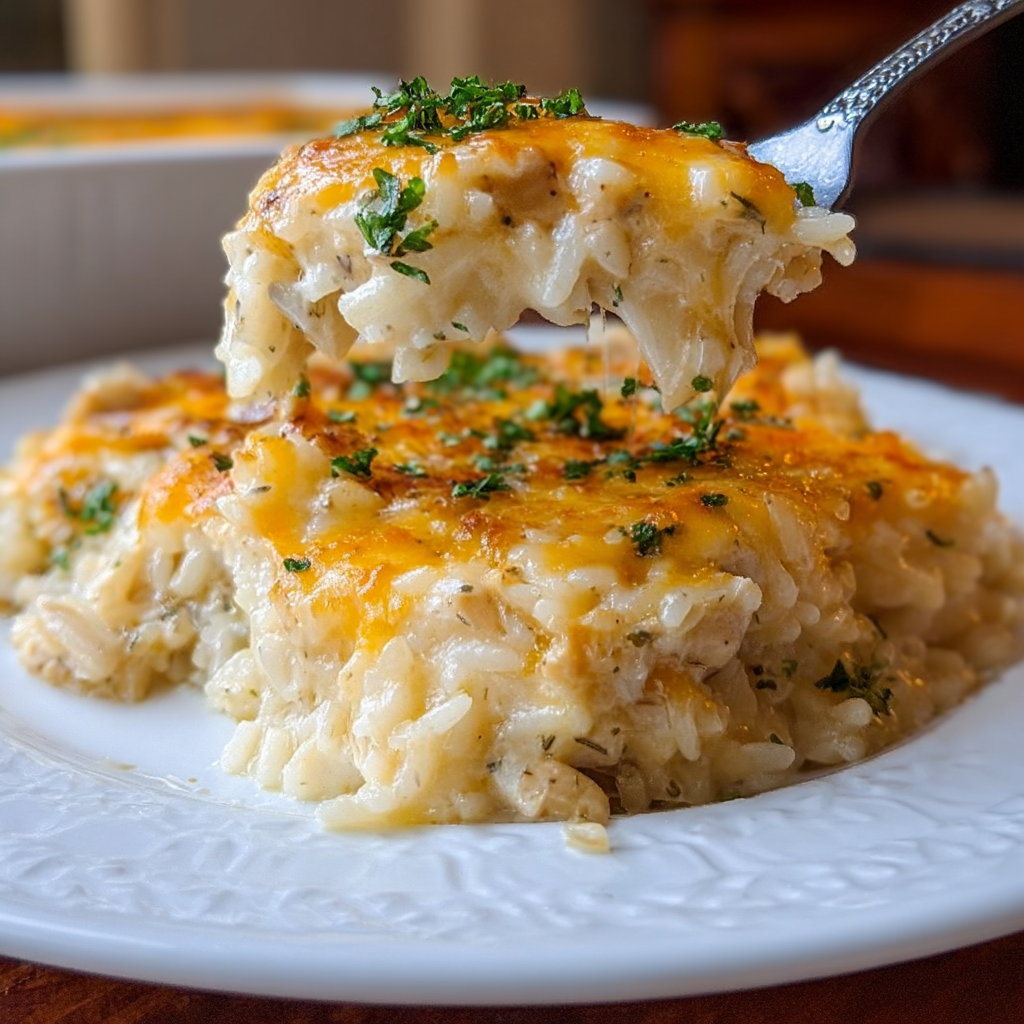 Creamy Chicken and Rice Casserole with Italian Herbs and Colby Jack ...