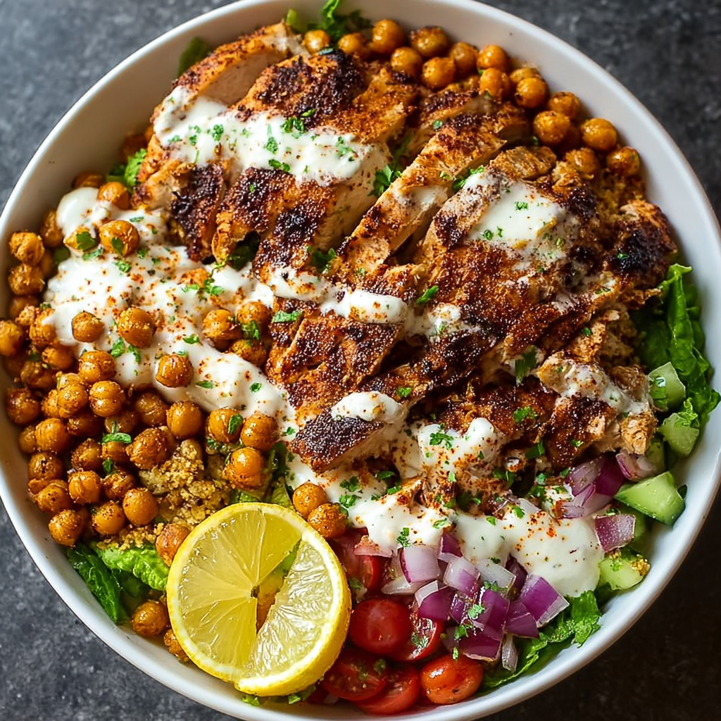 Chicken Shawarma Bowls with Lemon Sauce and Crispy Chickpeas A Healthy ...